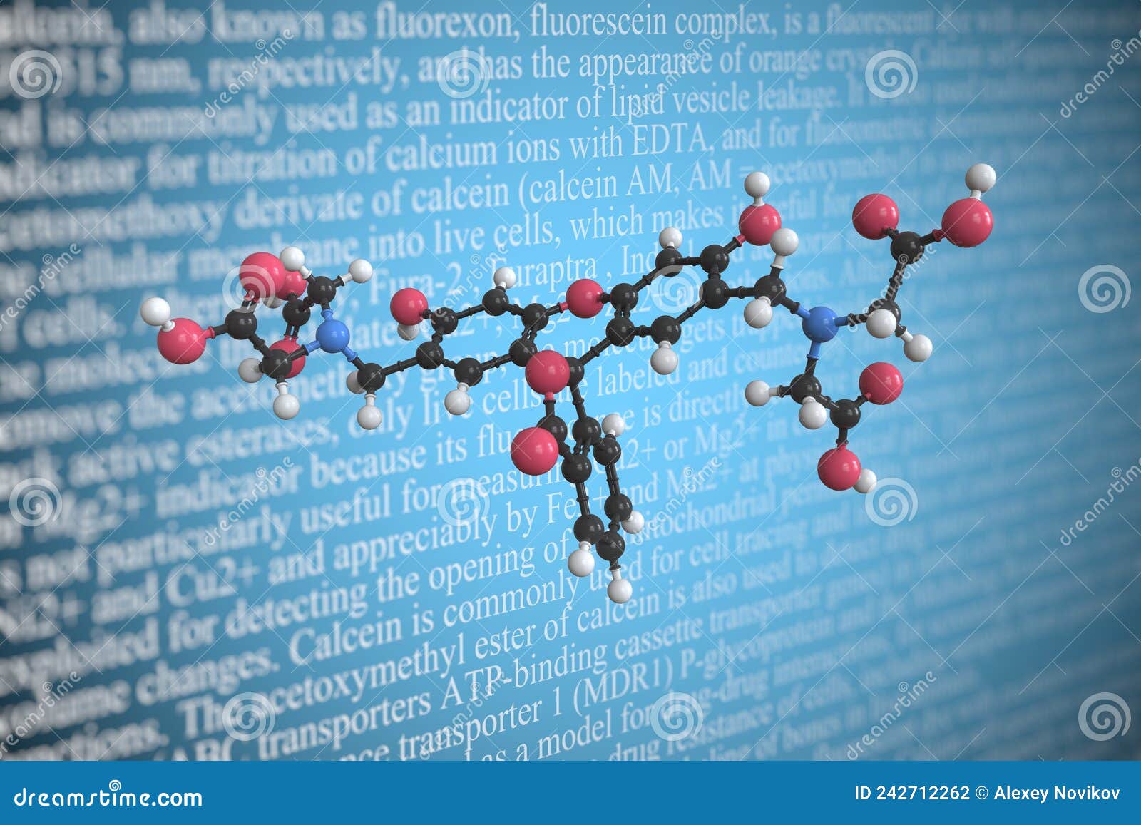 Molecular Model of Calcein, 3D Rendering Stock Illustration ...