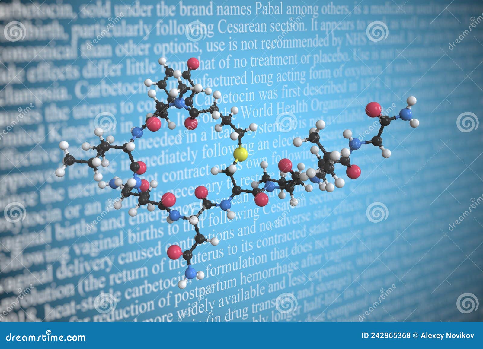 Molecular Model of Carbetocin, 3D Rendering Stock Illustration ...