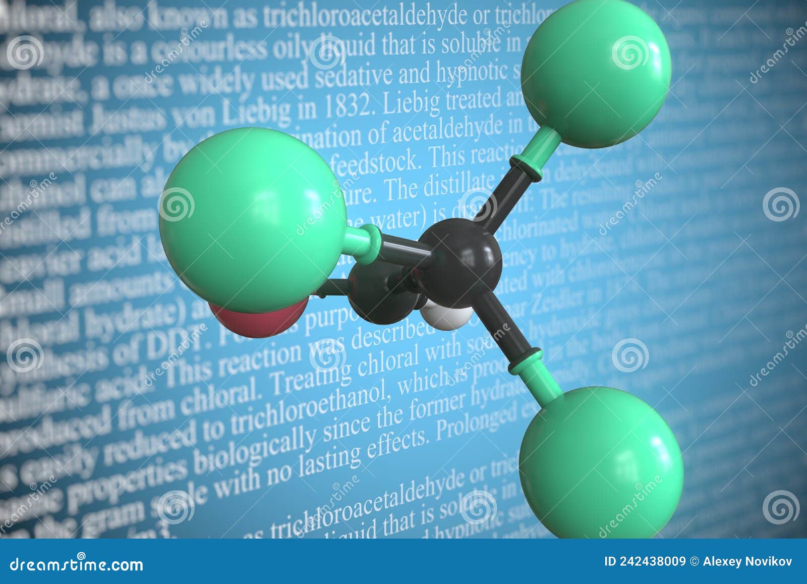 Molecular Model of Chloral, 3D Rendering Stock Illustration ...