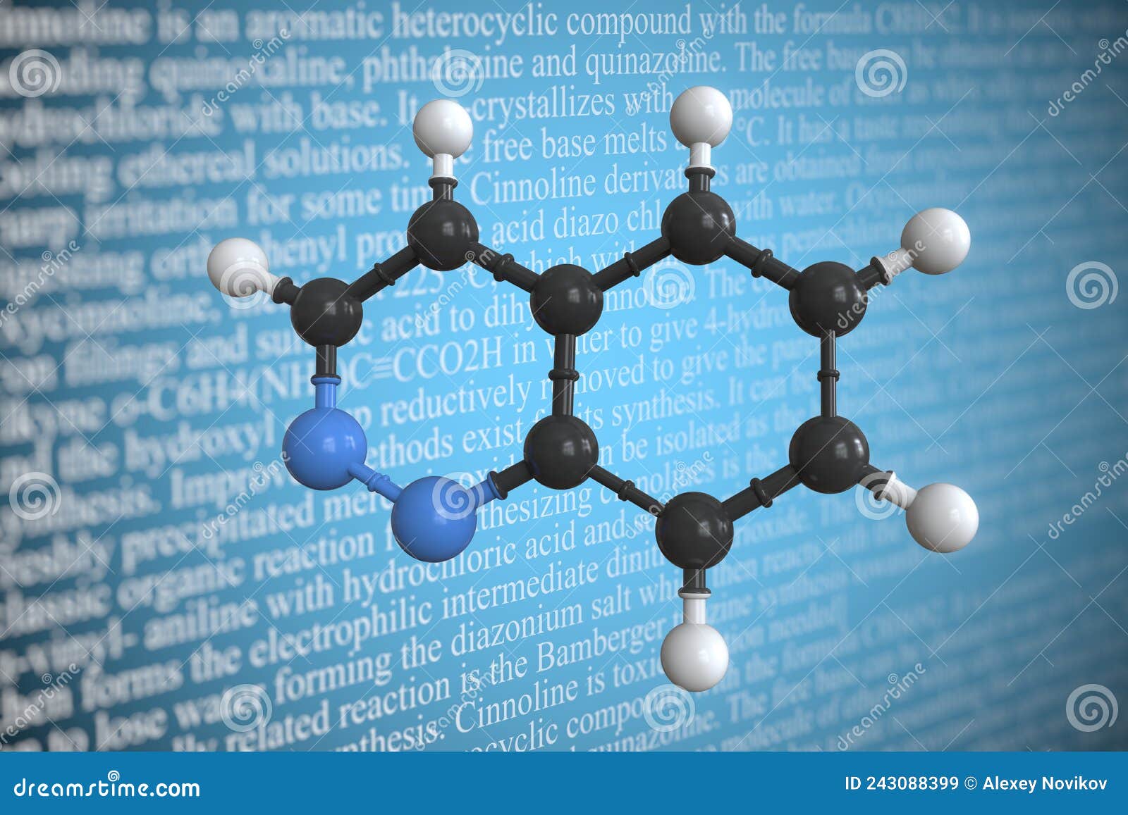 Molecular Model of Cinnoline, 3D Rendering Stock Illustration ...