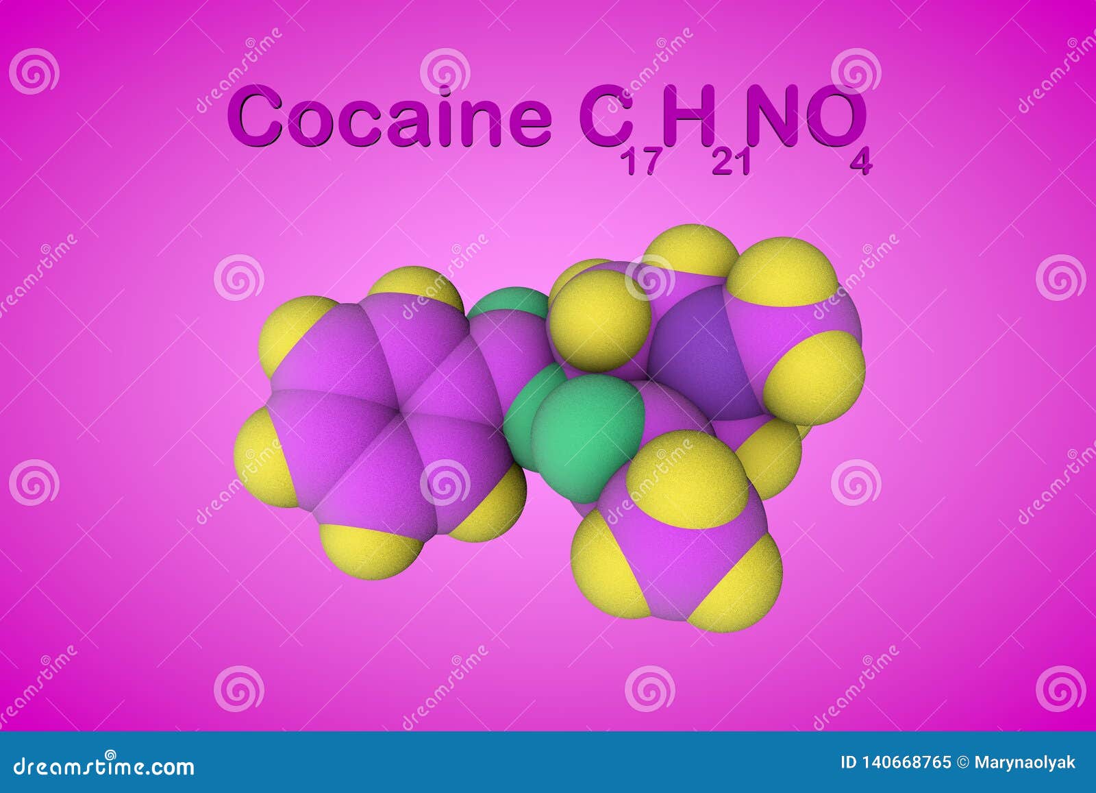 Molecular Model of Cocaine. Atoms are Represented As Spheres with Color ...
