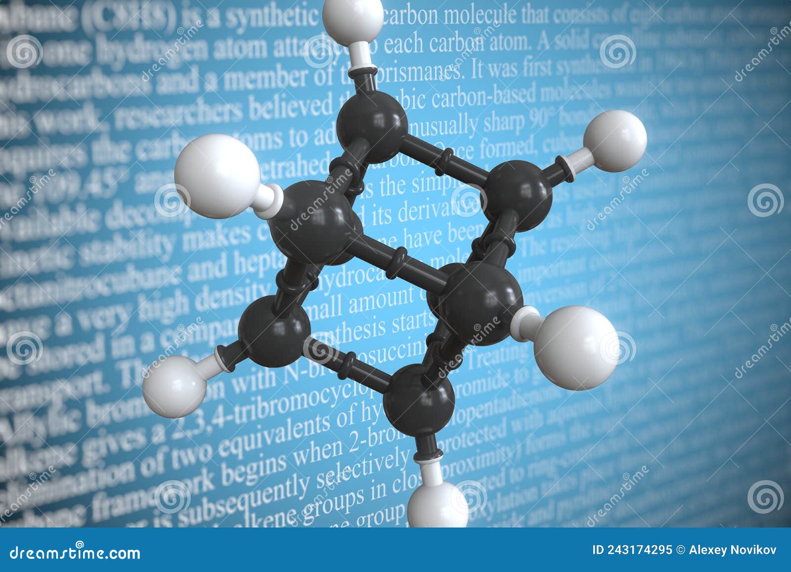 Molecular Model of Cubane, 3D Rendering Stock Illustration ...