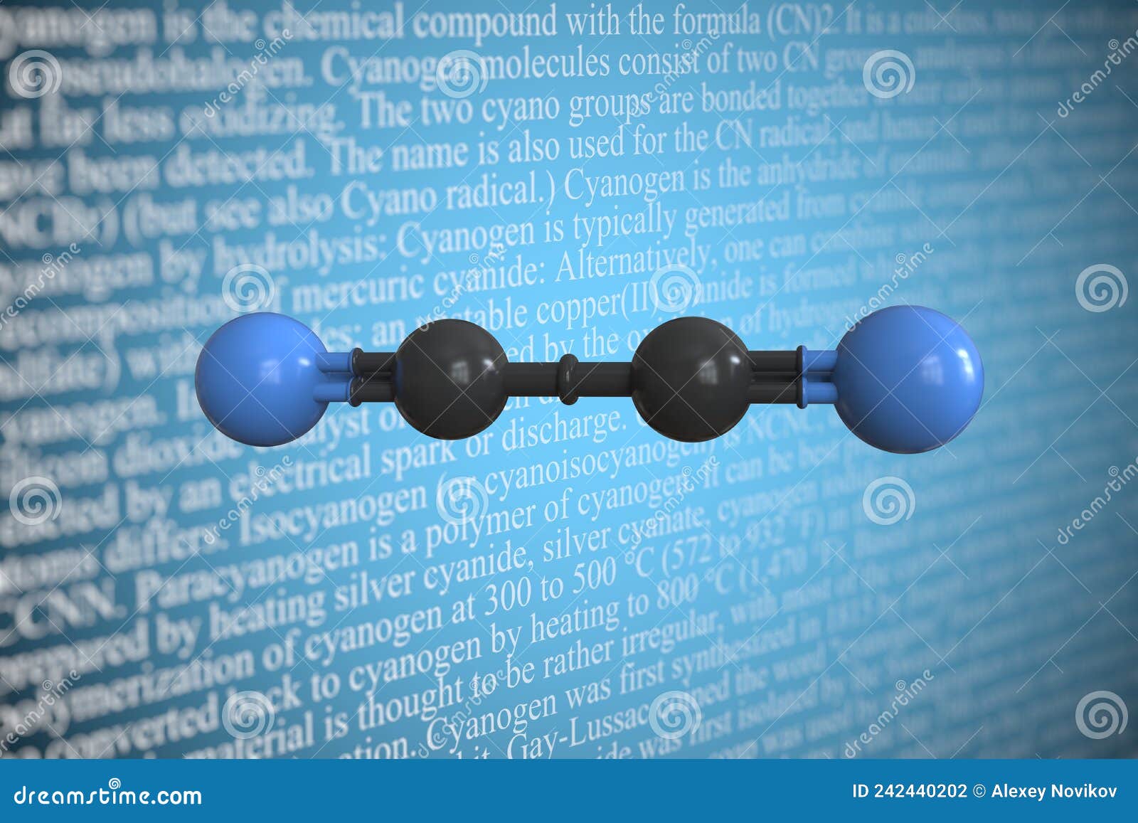 Molecular Model of Cyanogen, 3D Rendering Stock Illustration ...