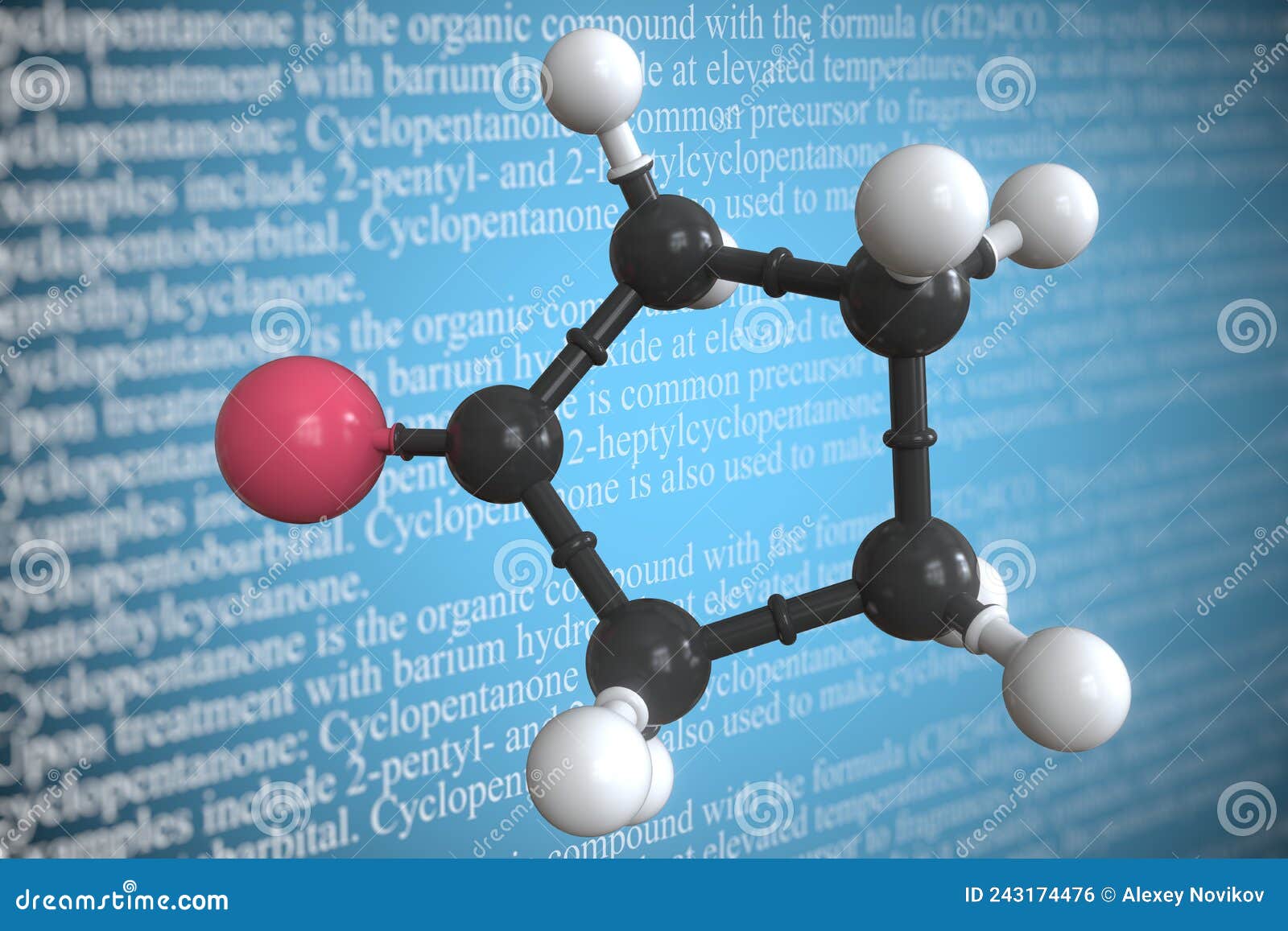 Molecular Model of Cyclopentanone, 3D Rendering Stock Illustration ...
