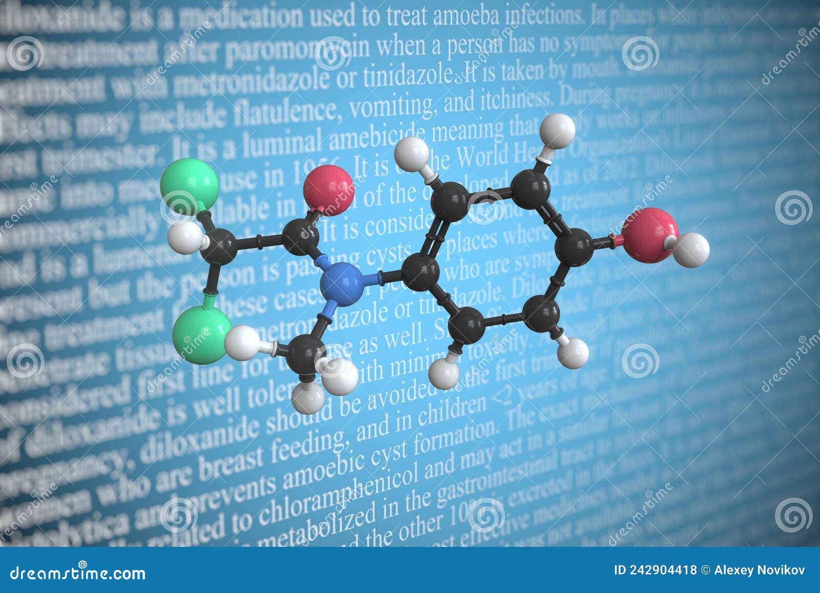 Diloxanide Molecule 3d Rendering, Flat Molecular Structure With ...