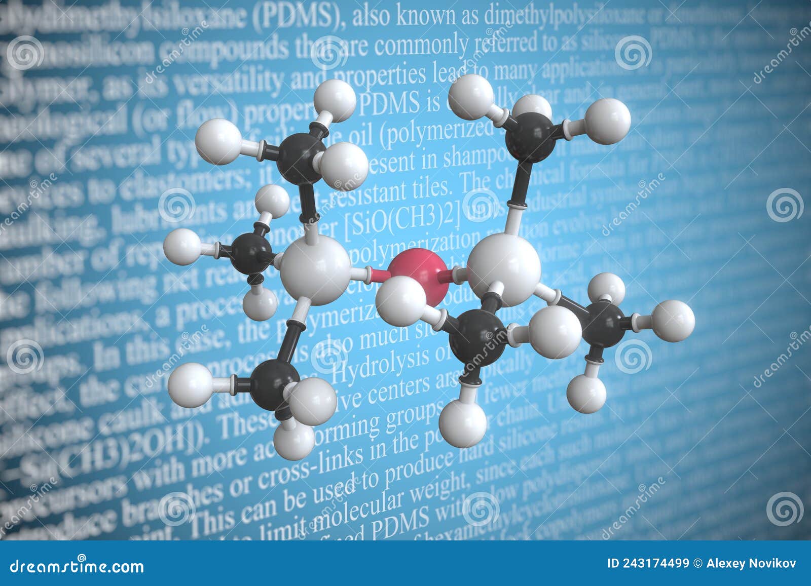 Molecular Model of Dimethicone, 3D Rendering Stock Illustration ...