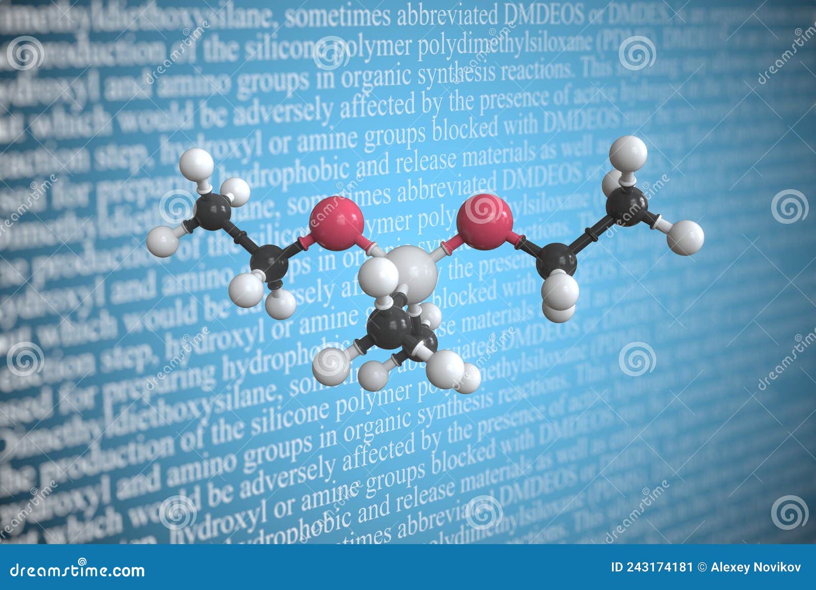 Molecular Model of Dimethyldiethoxysilane, 3D Rendering Stock ...