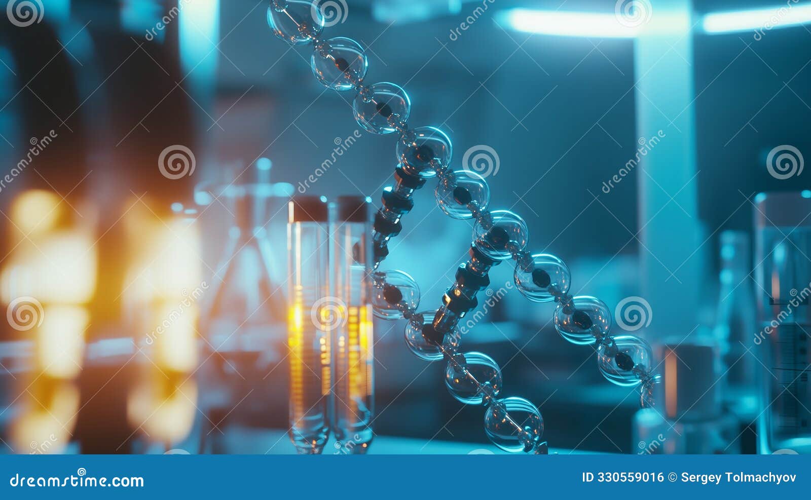 Laboratory Setup Showcasing Molecular Structures and Experiments in a ...