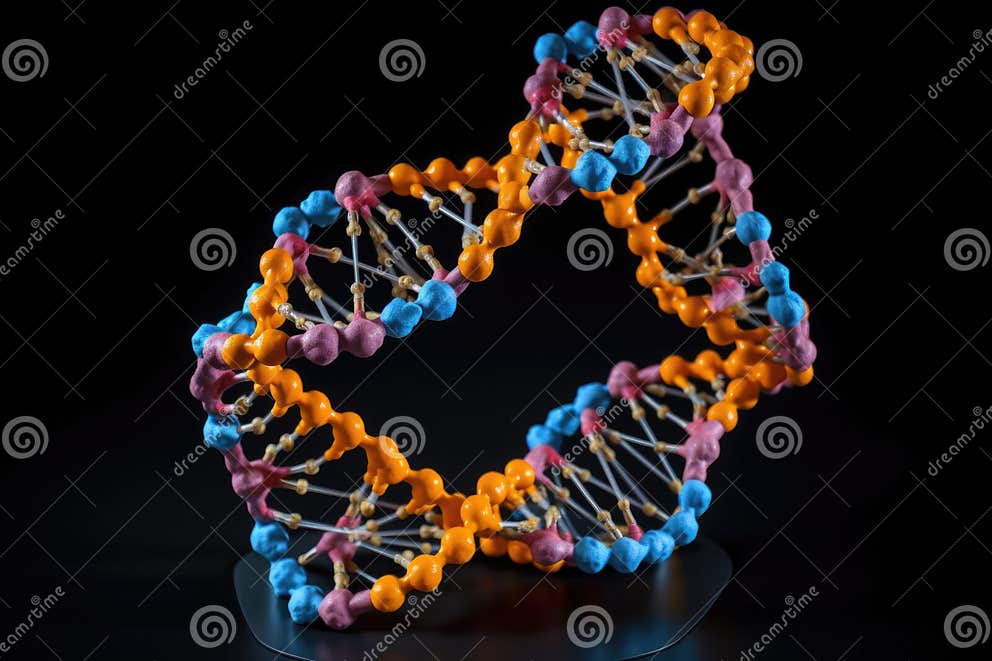Molecular Model of Dna Double Helix, with Complementary Bases Shown in ...