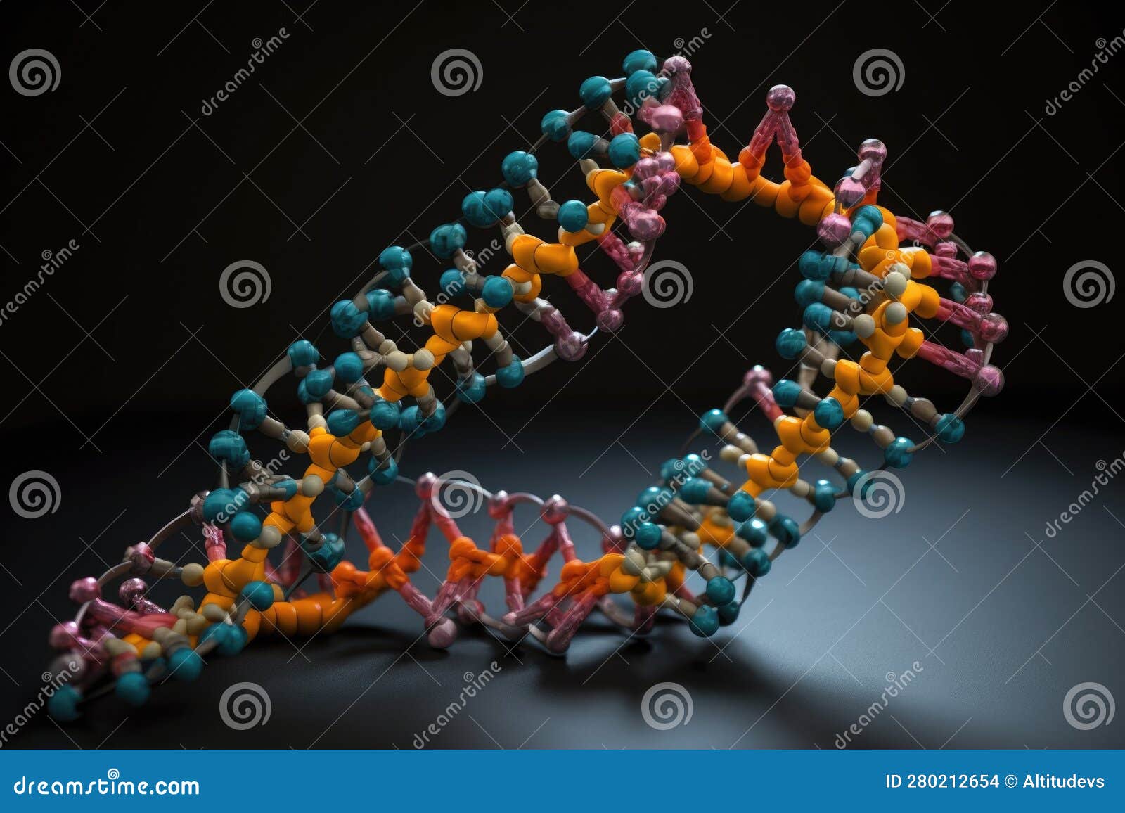 Molecular Model of Dna Double Helix, with Complementary Bases Shown in ...