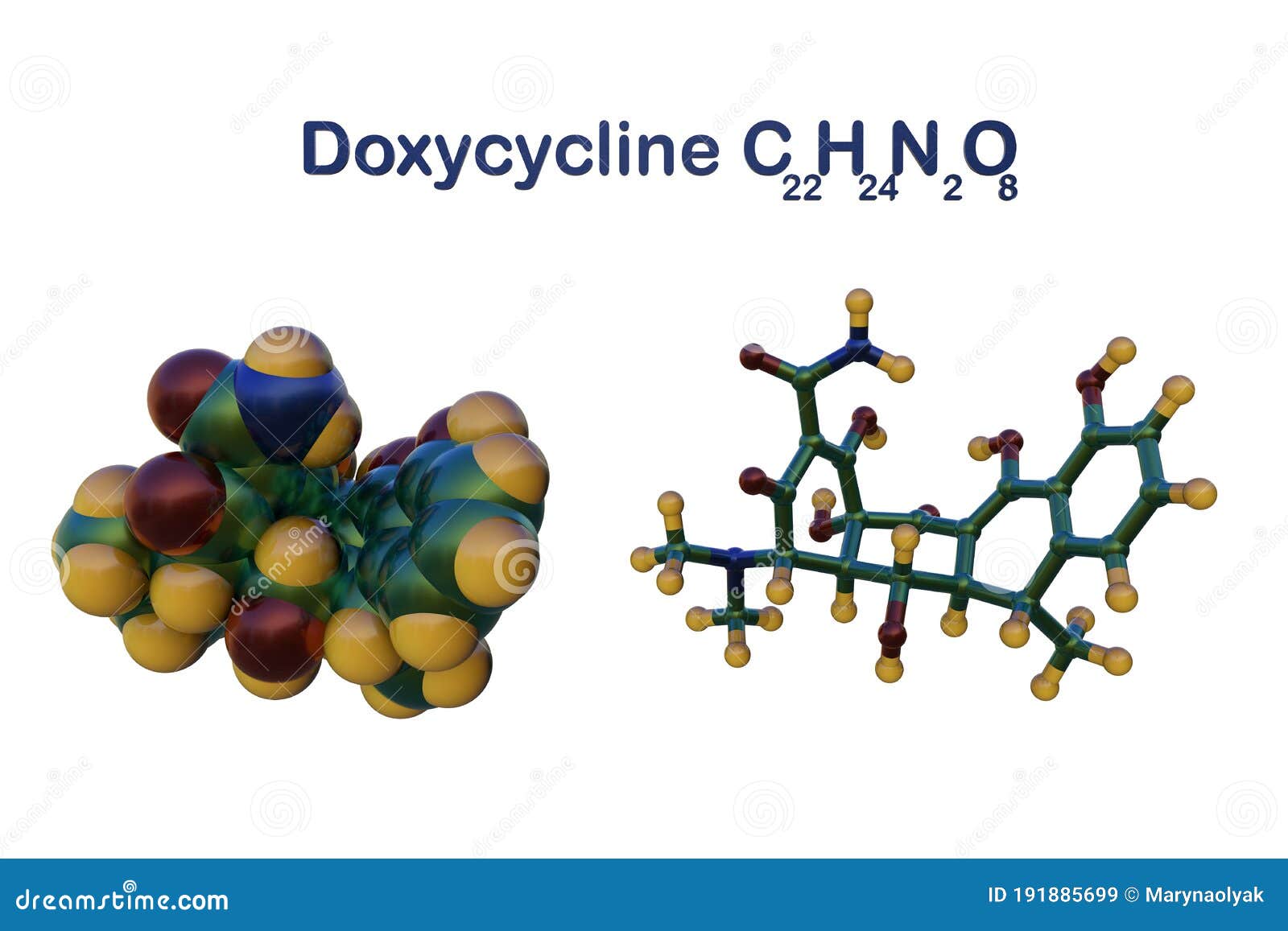 Molecular Model Of Doxycycline An Antibiotic Used To Treat A Number Of