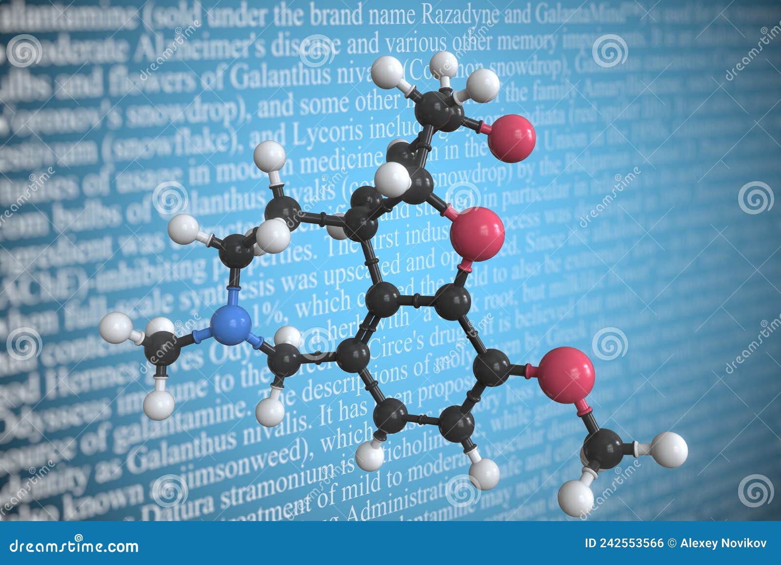 Galantamine Molecular Structure, 3d Model Molecule, Razadyne ...