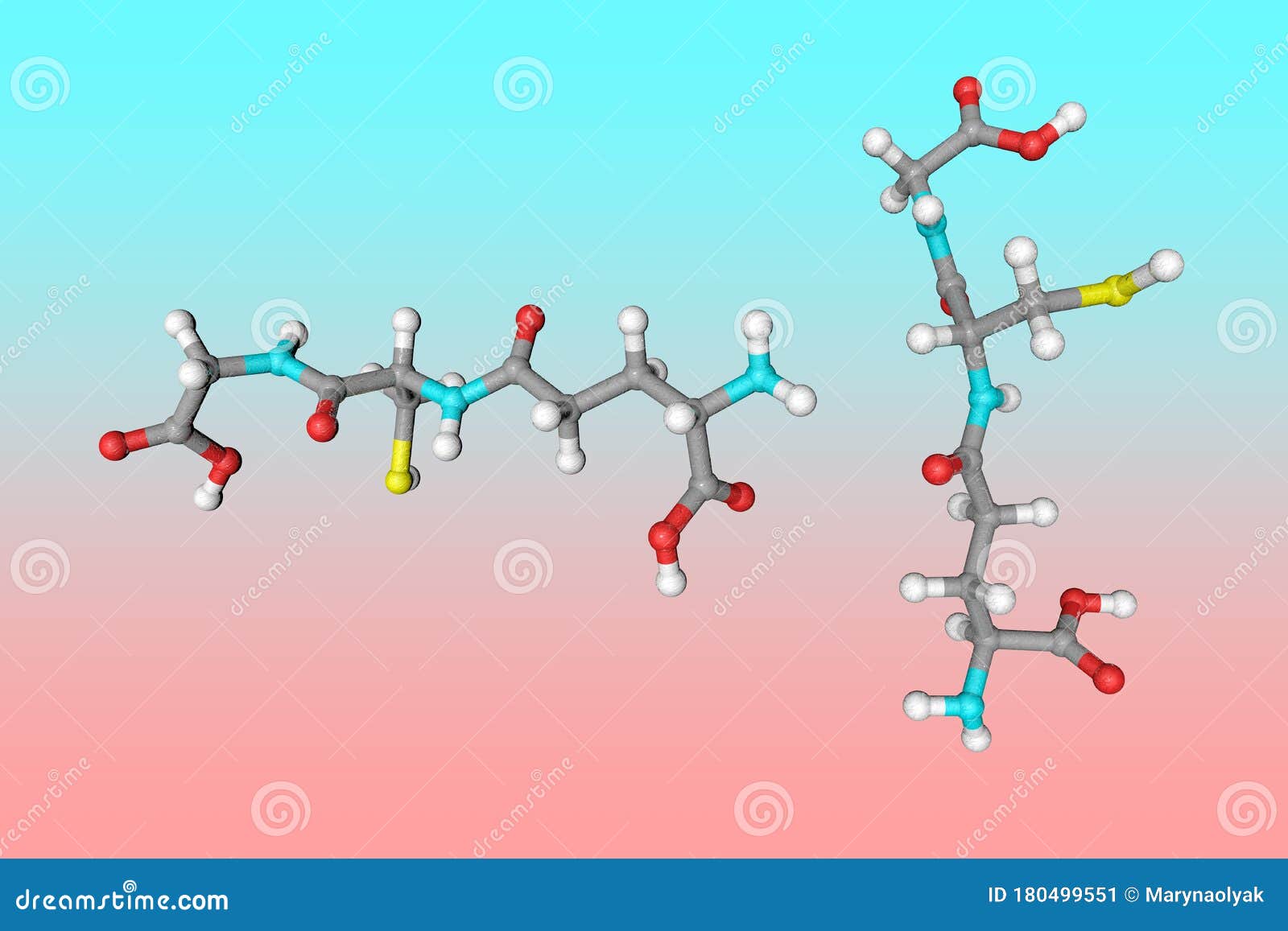 Molecular Model of Glutathione. Atoms are Represented As Spheres with ...