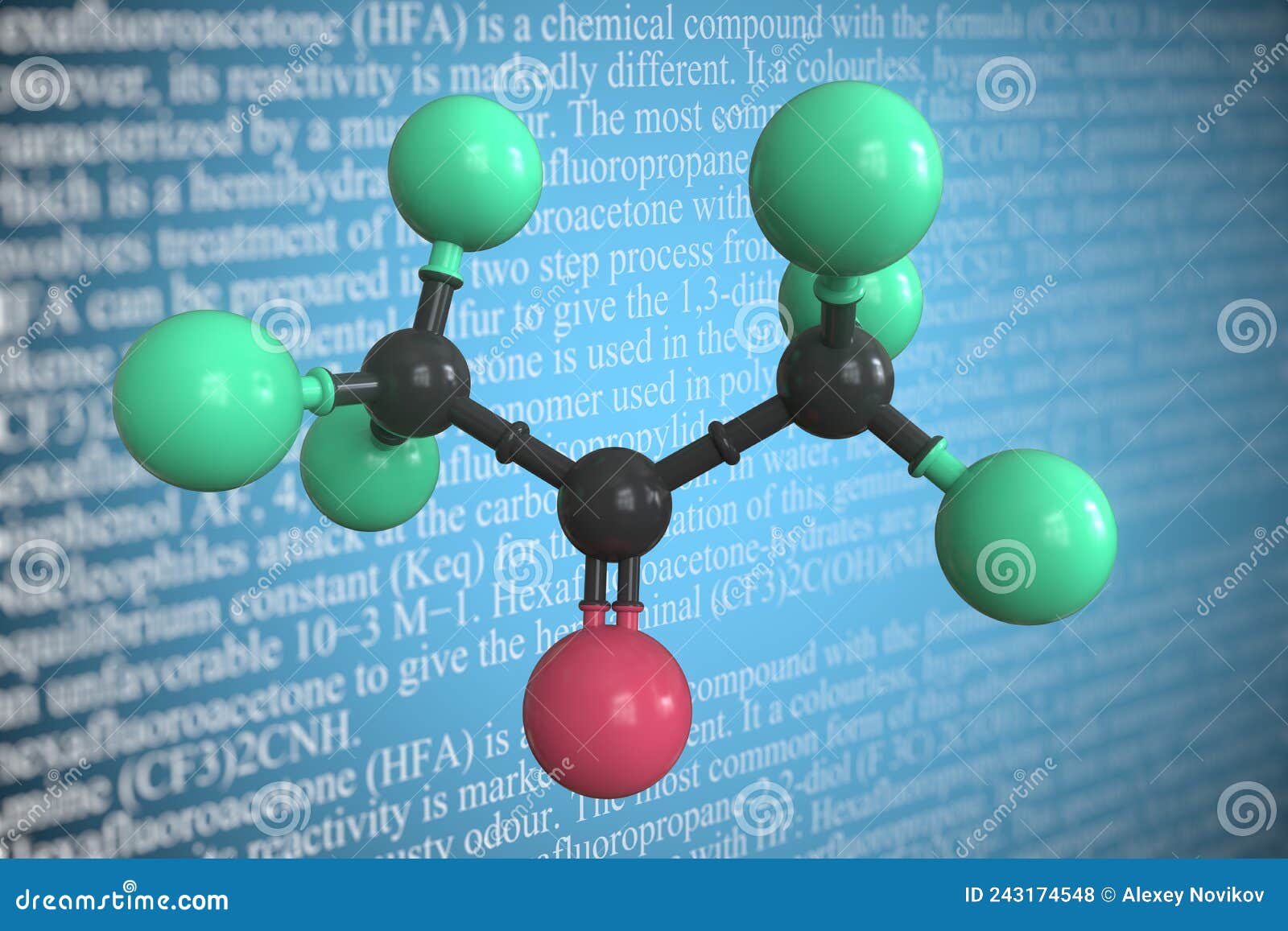 Hexafluoro-2-propanone Molecule, Ball-and-stick Molecular Model ...