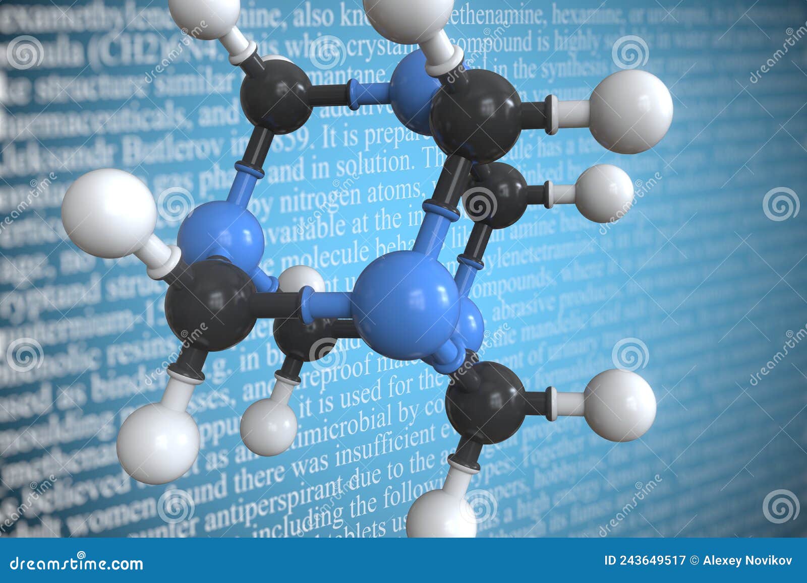 Molecular Model of Hexamine, 3D Rendering Stock Illustration ...
