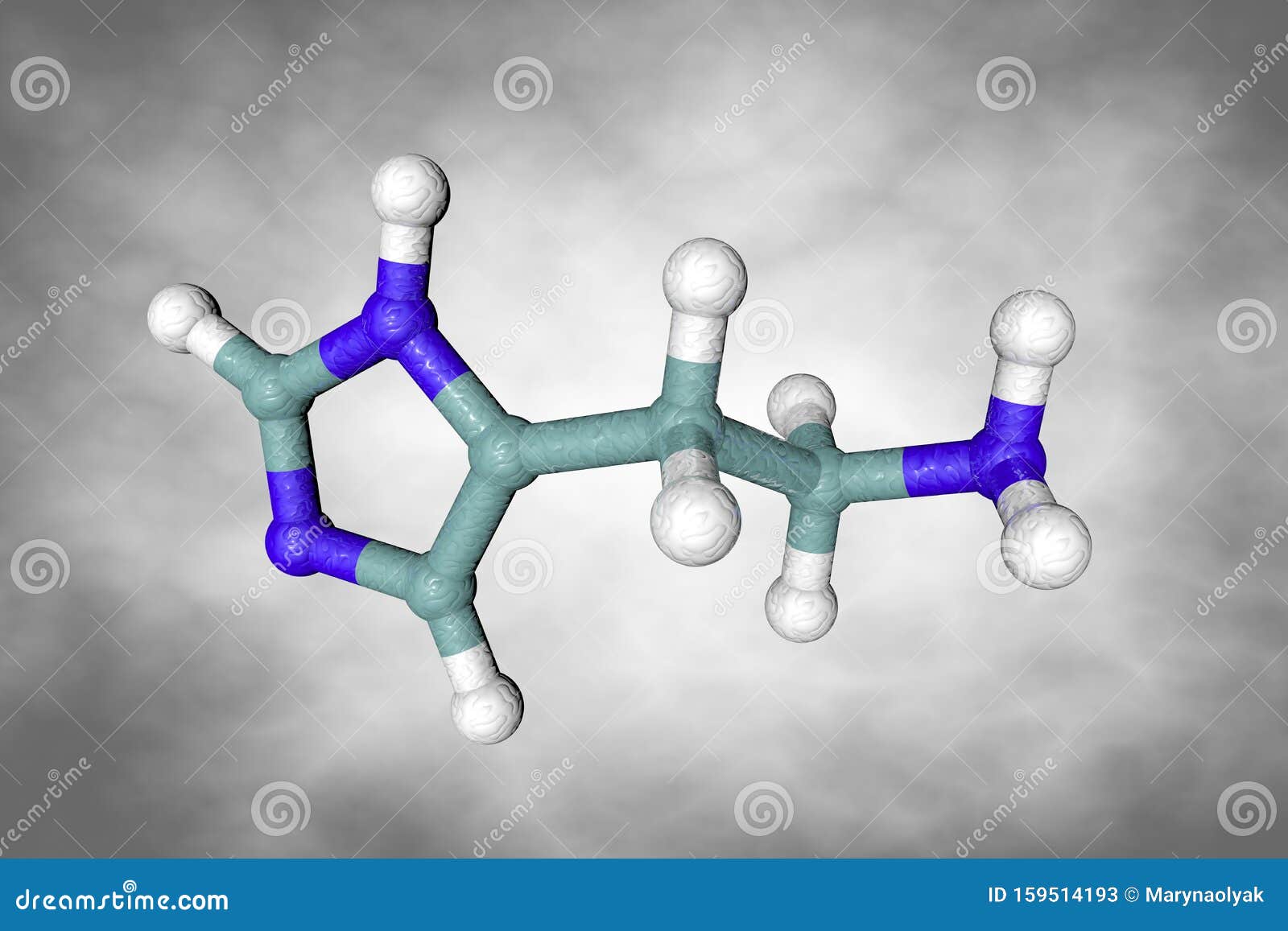 Molecular Model of Histamine. Atoms are Represented As Spheres with ...