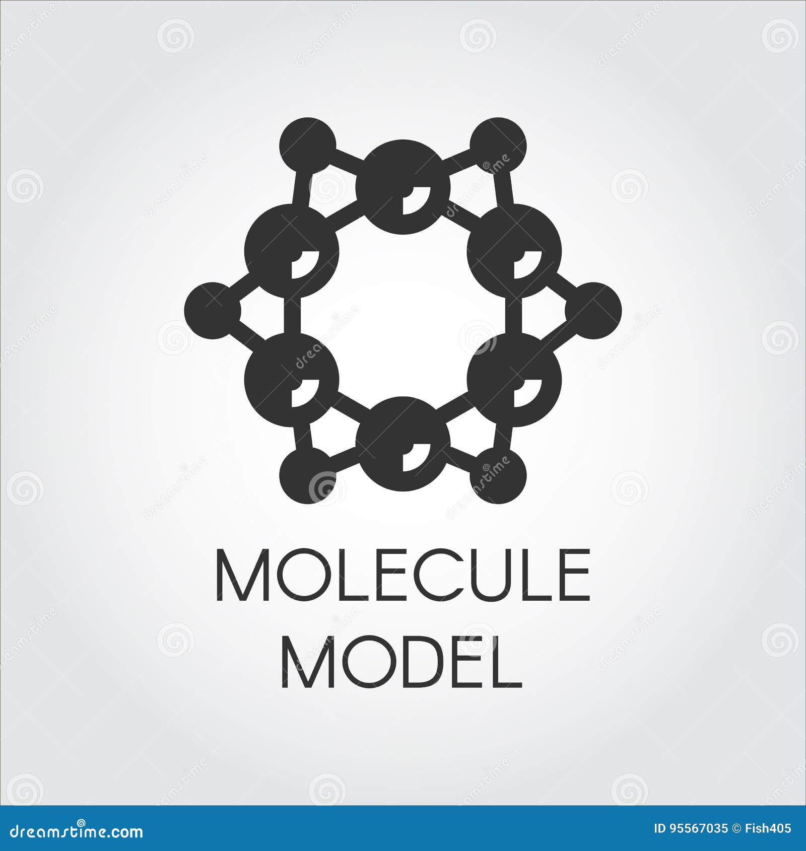Molecular Model Icon in Flat Style. Black Label for Scientific ...