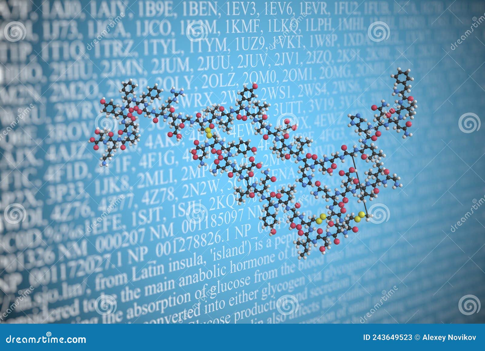 Molecular Model of Insulin, 3D Rendering Stock Illustration ...