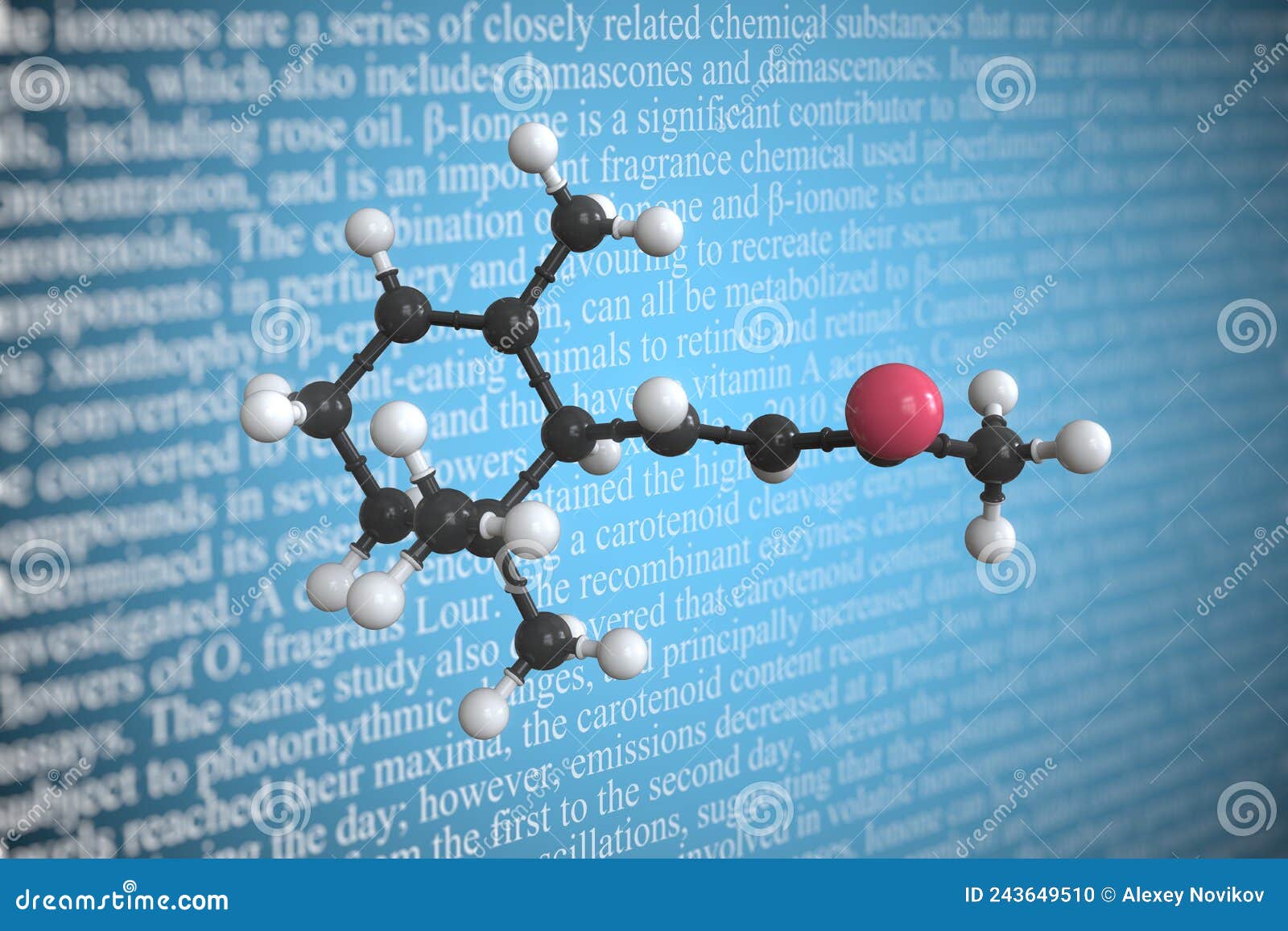 Molecular Model of Ionone, 3D Rendering Stock Illustration ...