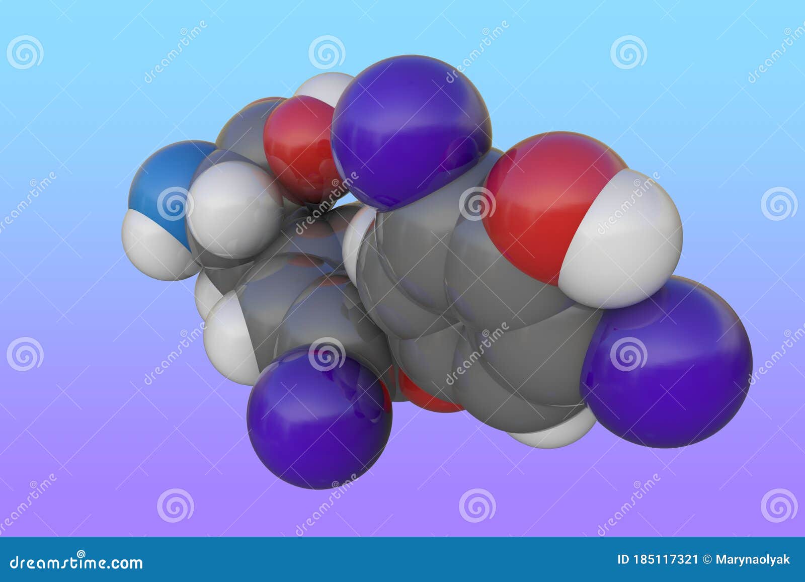 Molecular Model of Levothyroxine. Atoms are Represented As Spheres with ...