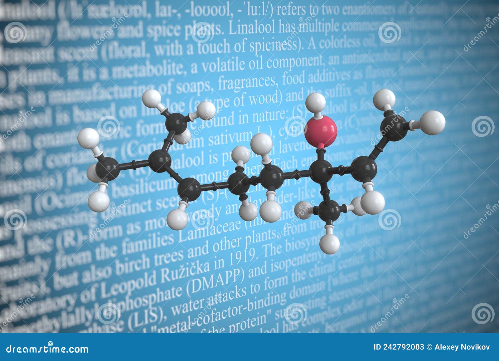 Molecular Model of Linalool, 3D Rendering Stock Illustration ...
