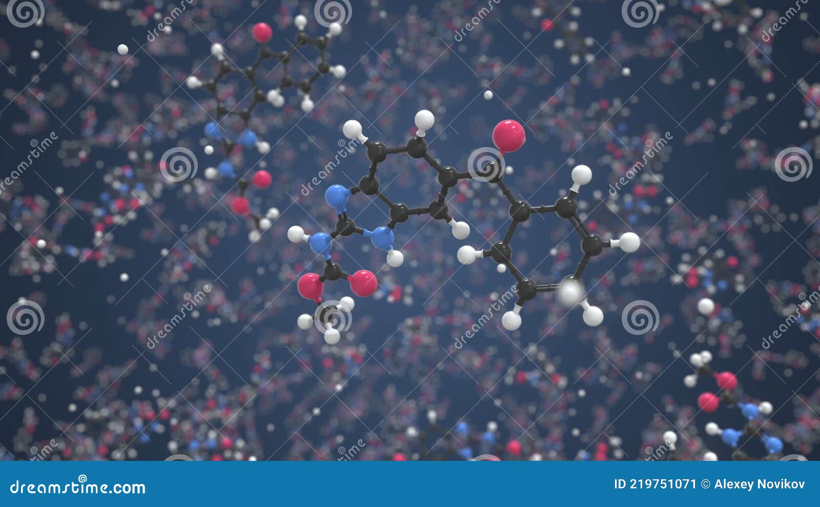 Molecule of Mebendazole. Molecular Model, Looping Seamless 3d Animation ...