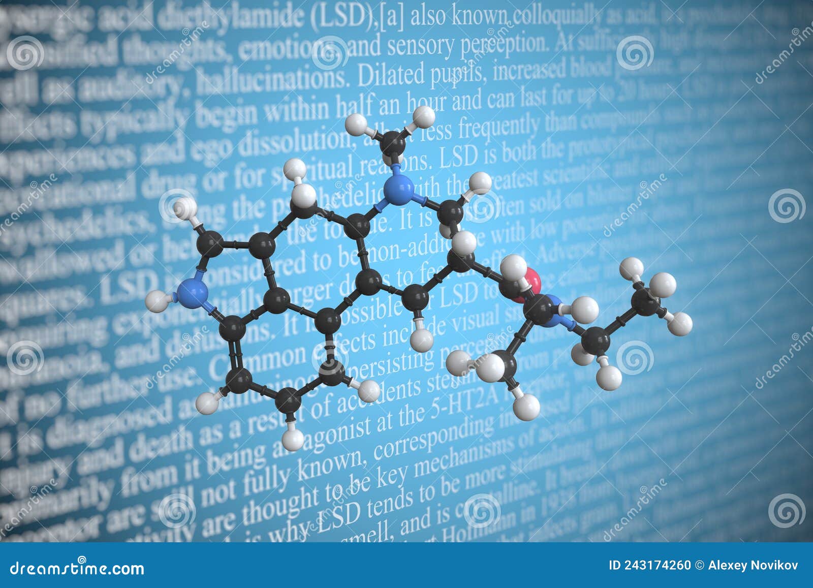 Molecular Model of Lsd, 3D Rendering Stock Illustration - Illustration ...