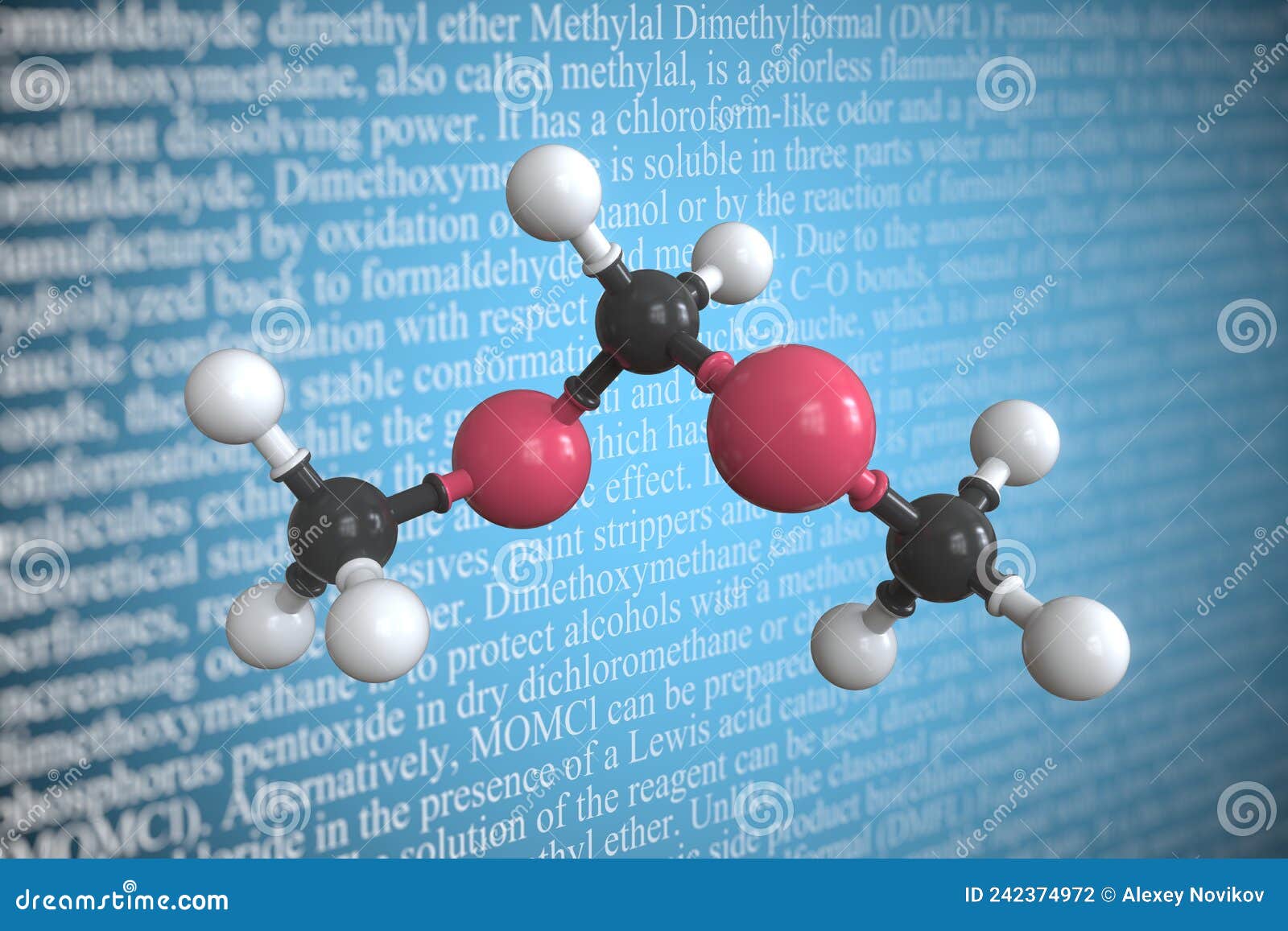 Molecular Model of Methylal, 3D Rendering Stock Illustration ...