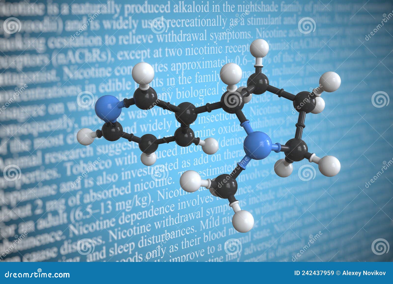 Molecular Model of Nicotine, 3D Rendering Stock Illustration ...