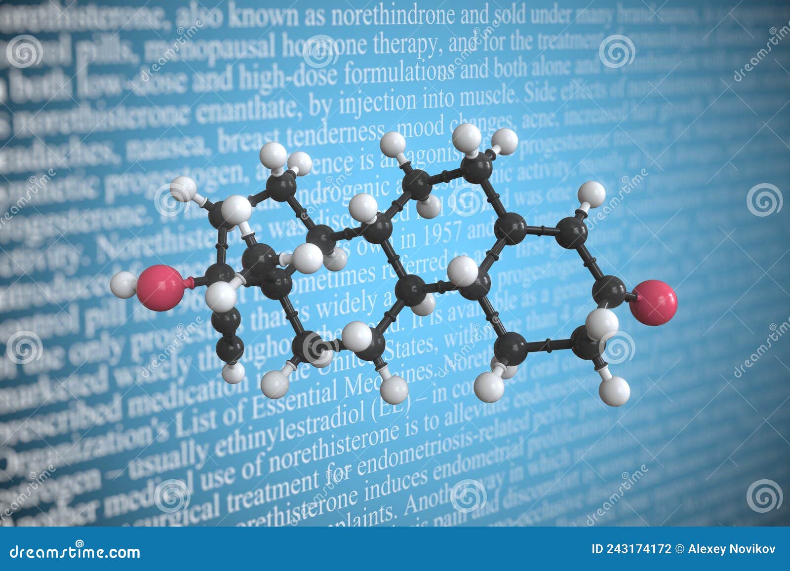 Norethisterone Molecular Structure, 3d Model Molecule, Hormonal ...