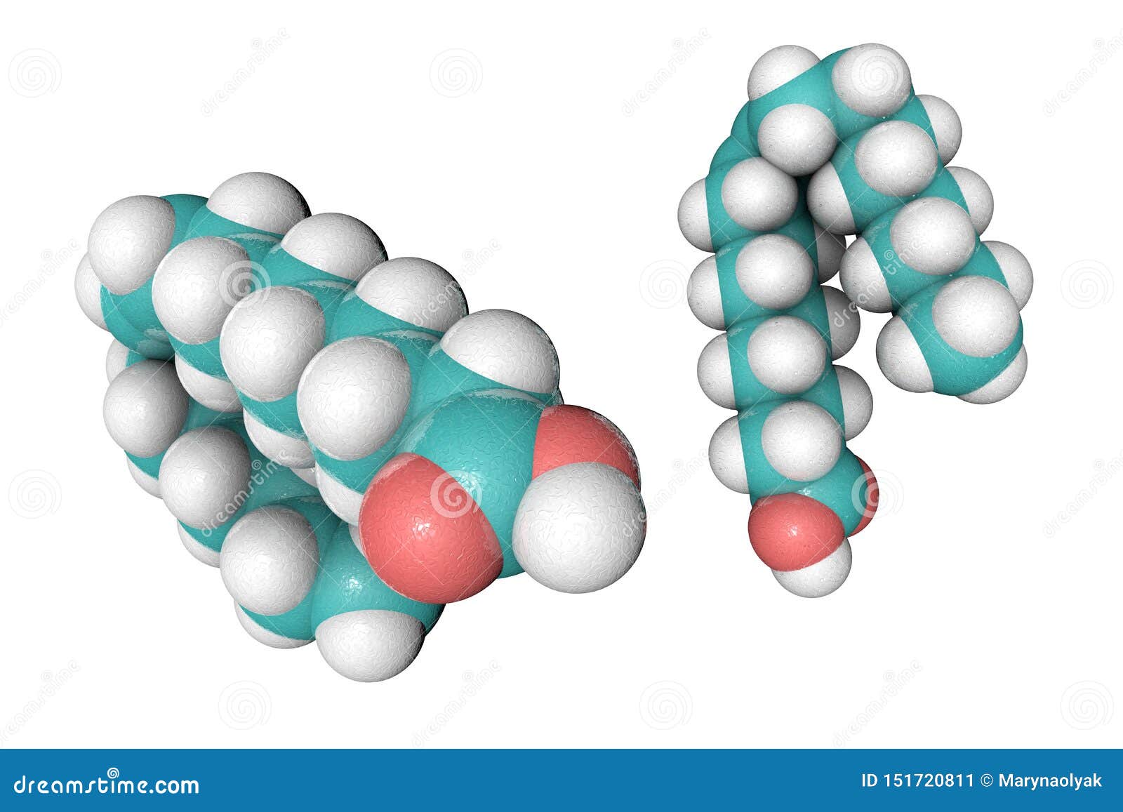 Molecular Model of Oleic Acid. Atoms are Represented As Spheres with ...