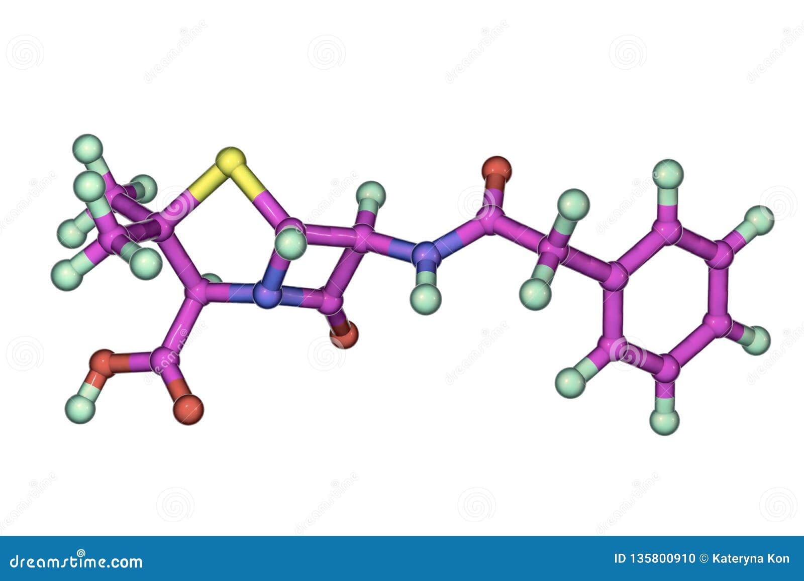 Penicillin V Antibiotic, Molecular Model Cartoon Vector | CartoonDealer ...