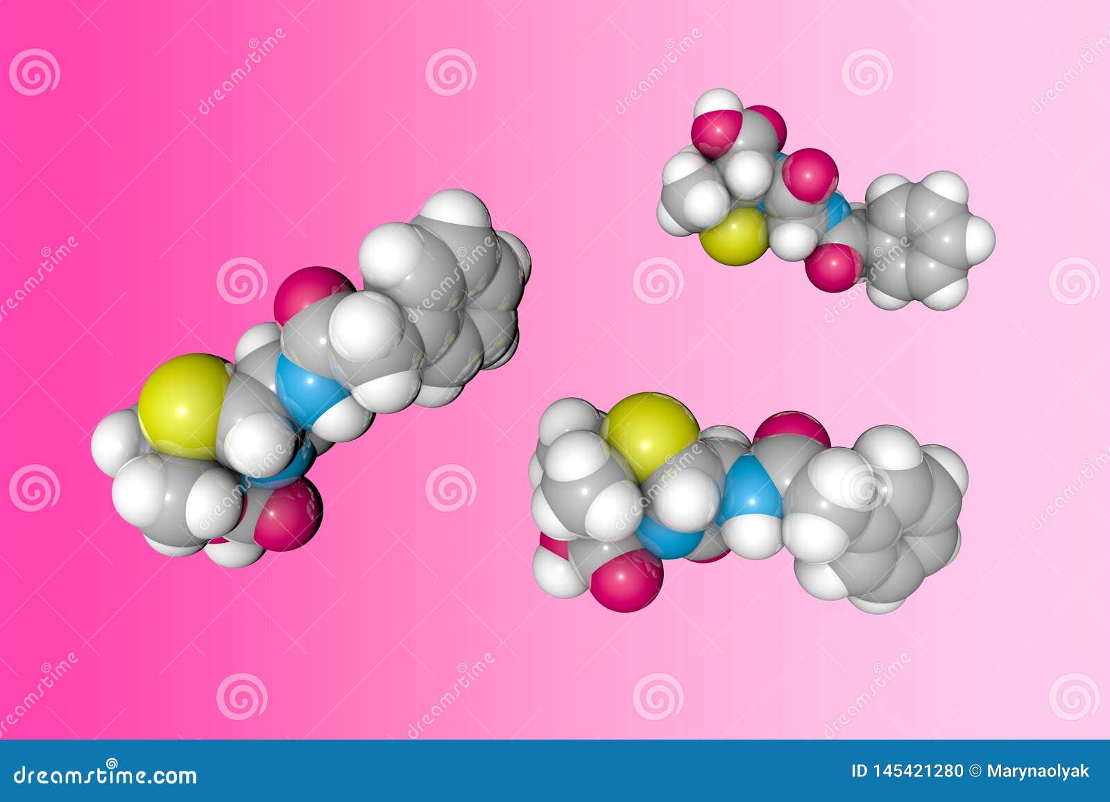 Molecular Model of Penicillin. Atoms are Represented As Spheres with ...