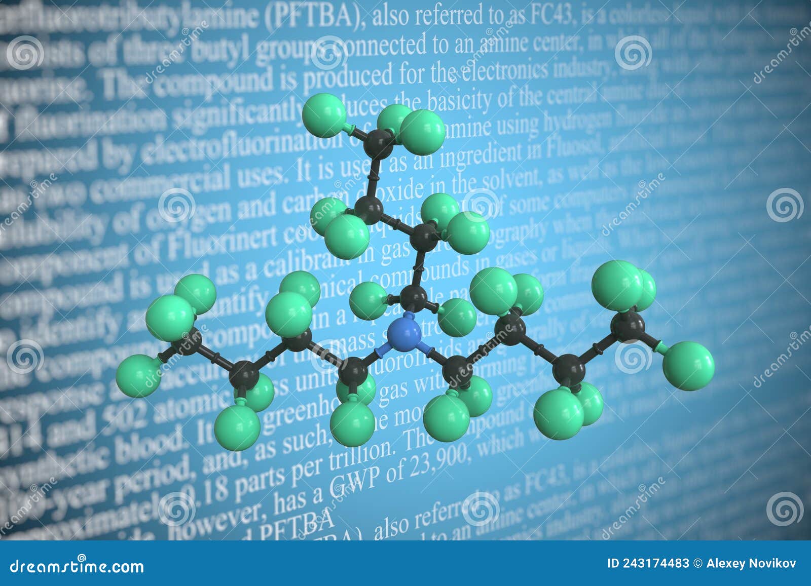 Molecular Model of Perfluorotributylamine, 3D Rendering Stock ...