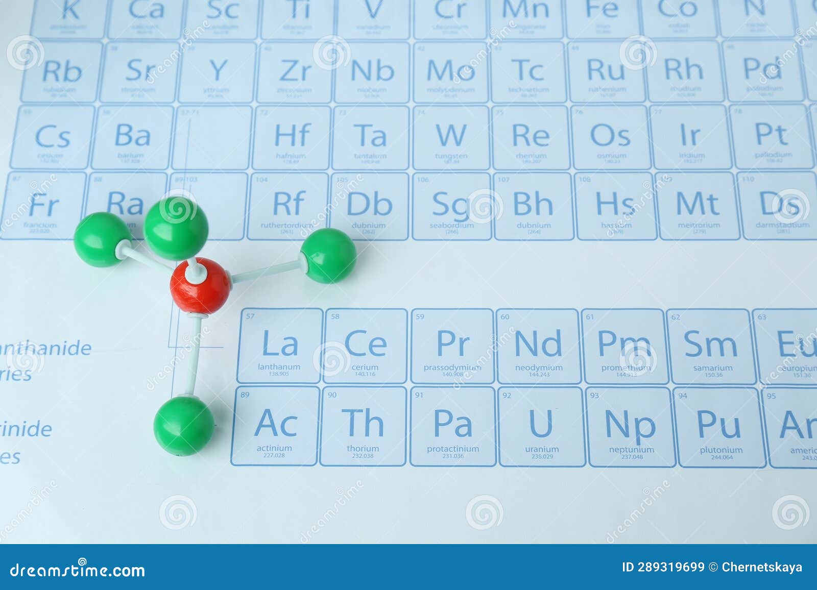 Molecular Model on Periodic Table of Chemical Elements Stock Image ...