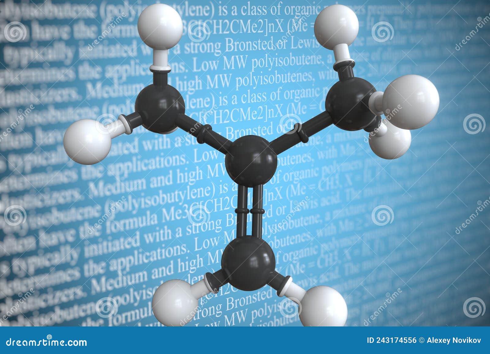 Molecular Model of Polyisobutylene, 3D Rendering Stock Illustration ...