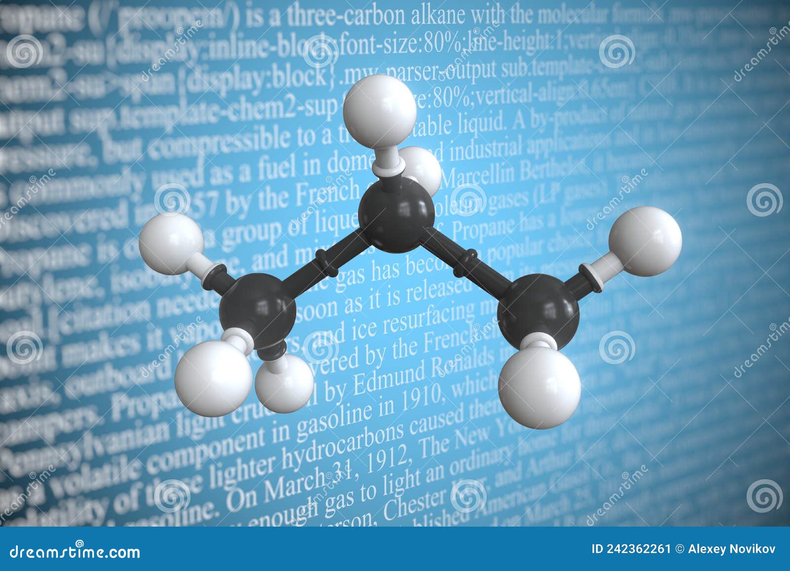 Molecular Model of Propane, 3D Rendering Stock Illustration ...