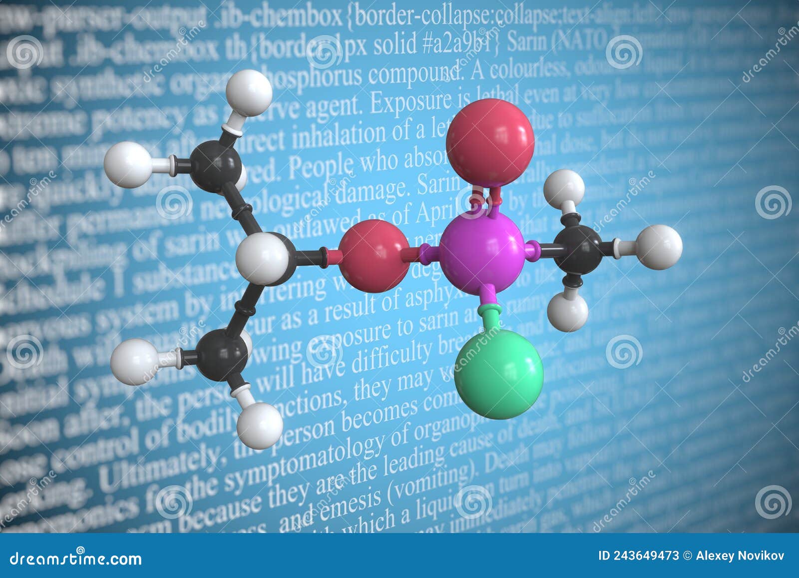 Molecular Model of Sarin, 3D Rendering Stock Illustration ...