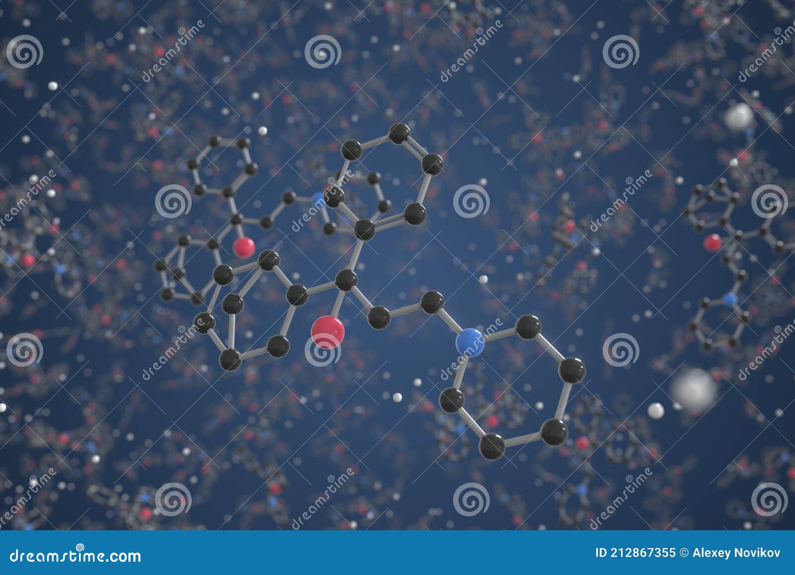 Biperiden Molecule. Ball-and-stick Molecular Model. Chemistry Related ...