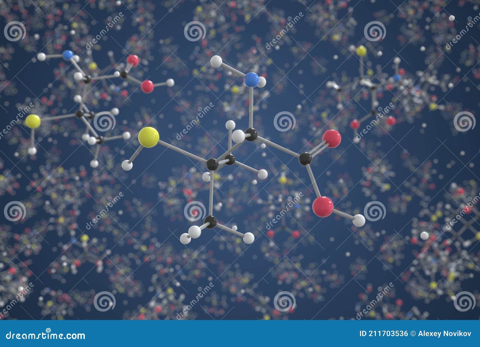 Generic Penicillamine Molecule. Ball-and-stick Molecular Model ...