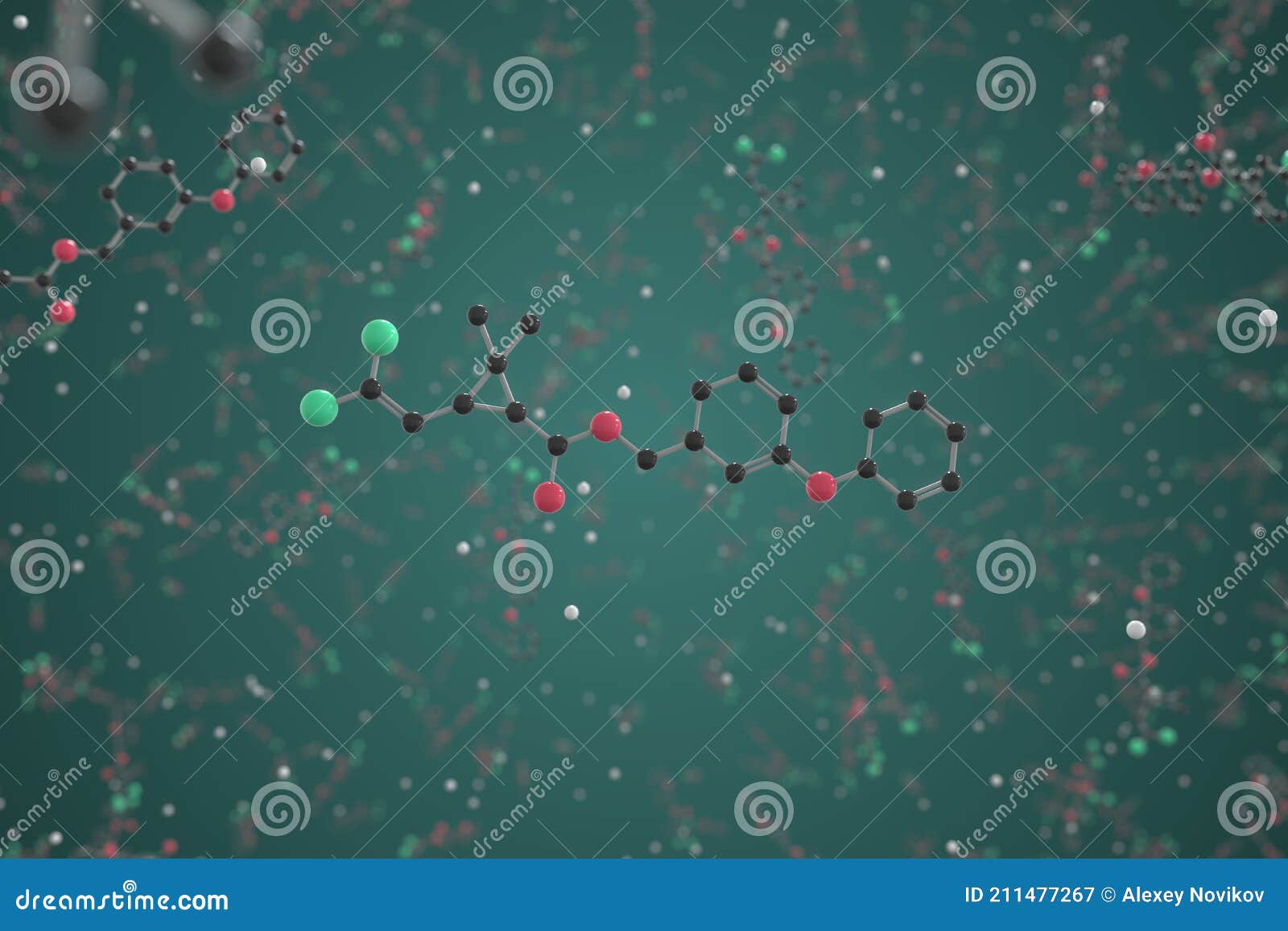 Generic Permethrin Molecule. Ball-and-stick Molecular Model. Chemistry ...