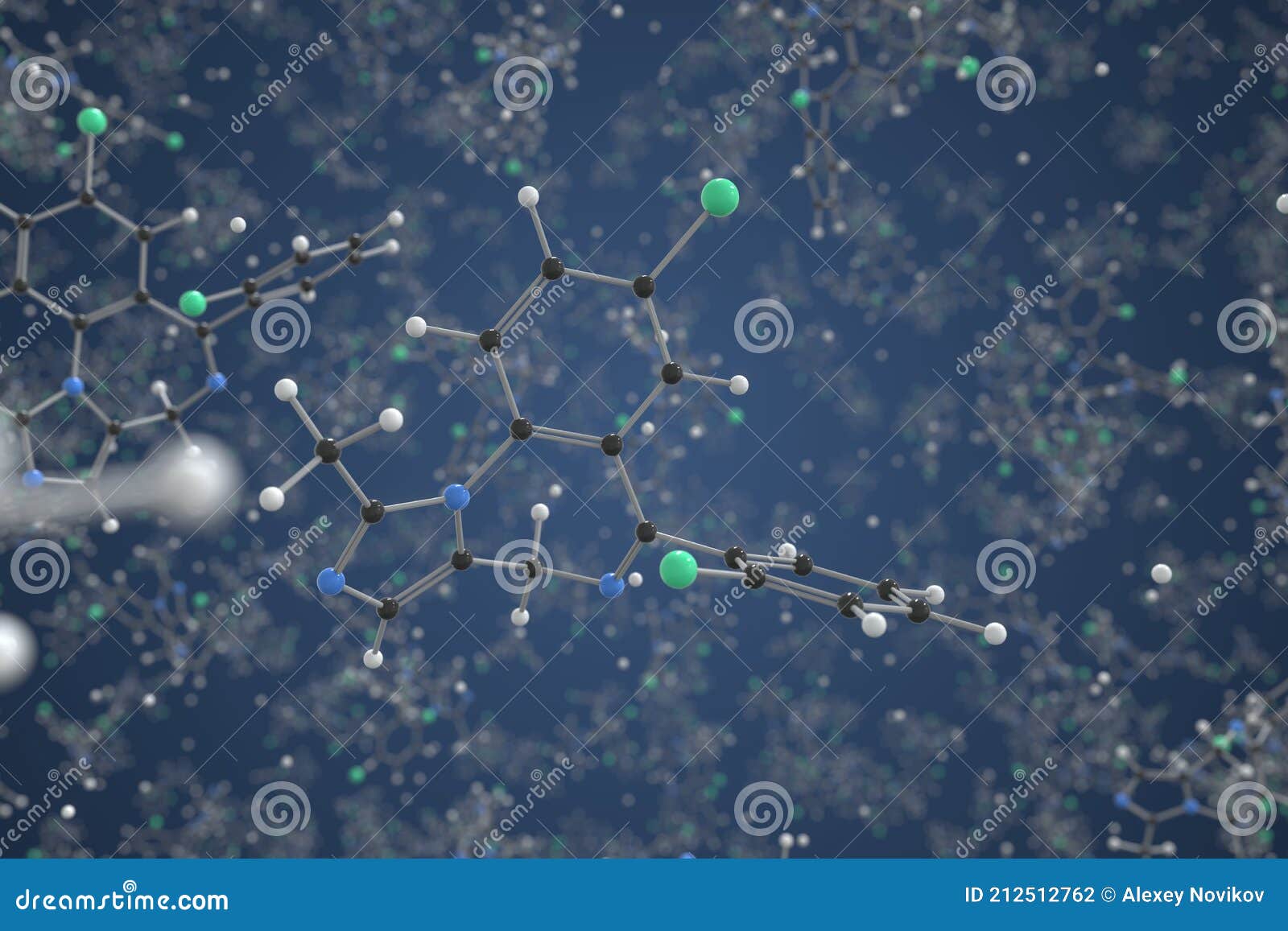 Midazolam Molecule. Ball-and-stick Molecular Model. Chemistry Related ...