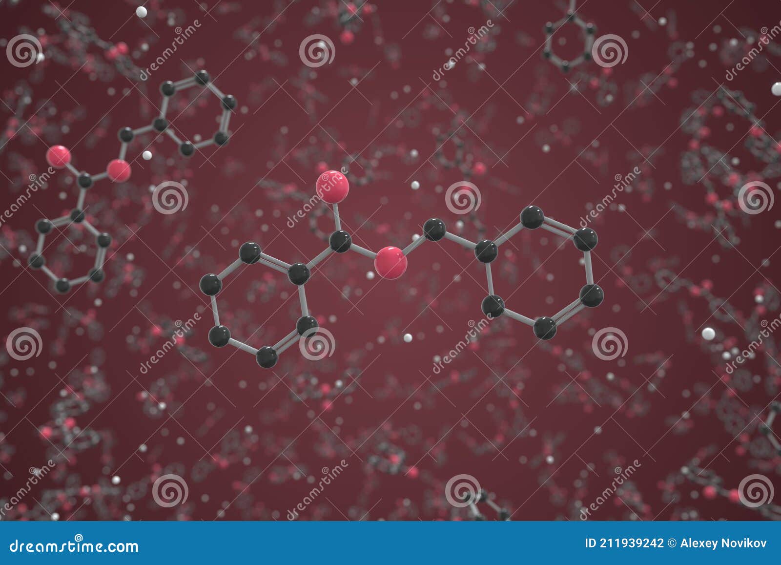Molecule of Benzyl Benzoate. Molecular Model, Science Related 3d ...