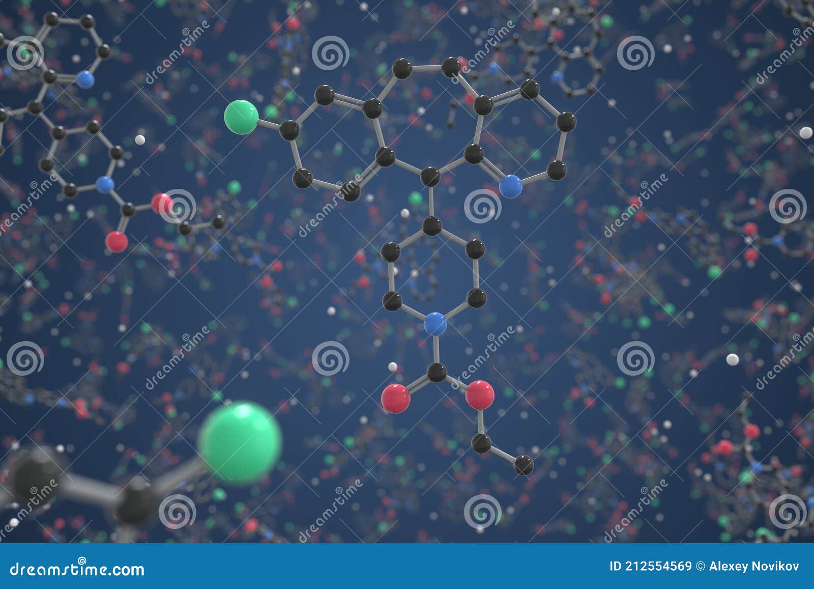 Molecule of Loratadine. Molecular Model, Science Related 3d Rendering ...