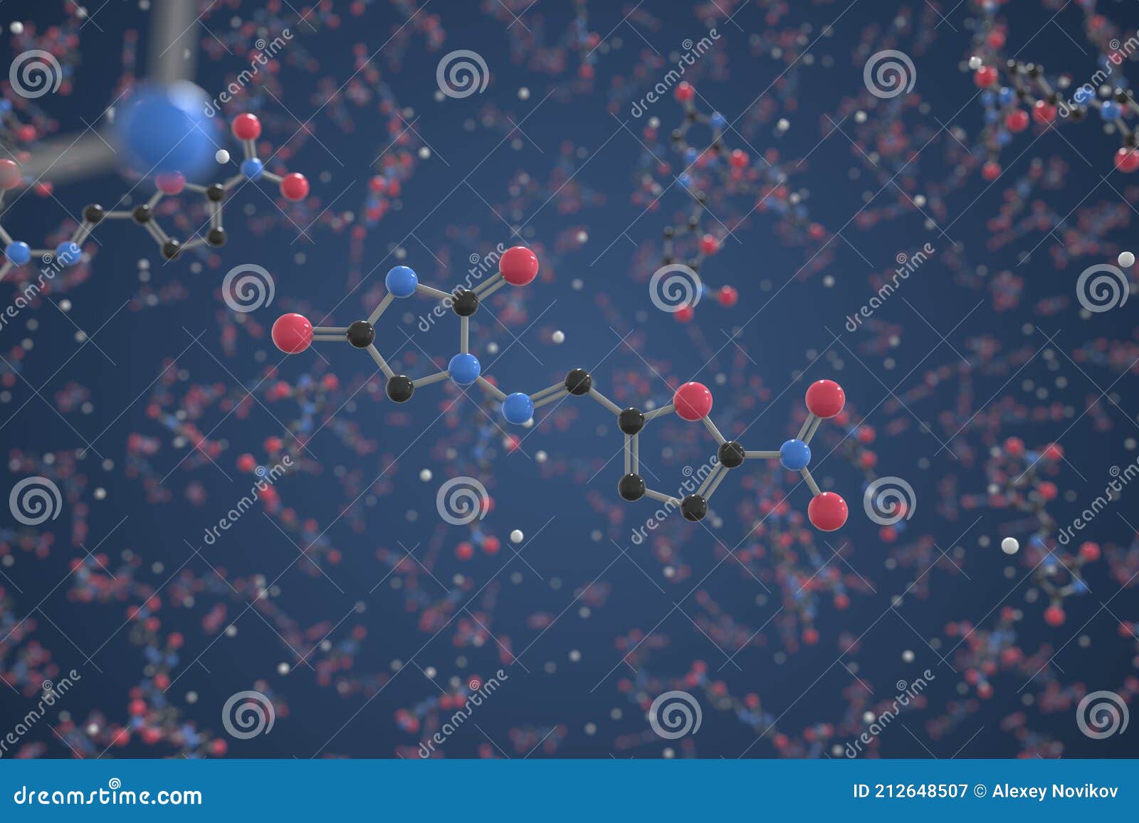 Molecule of Nitrofurantoin. Molecular Model, Science Related 3d ...