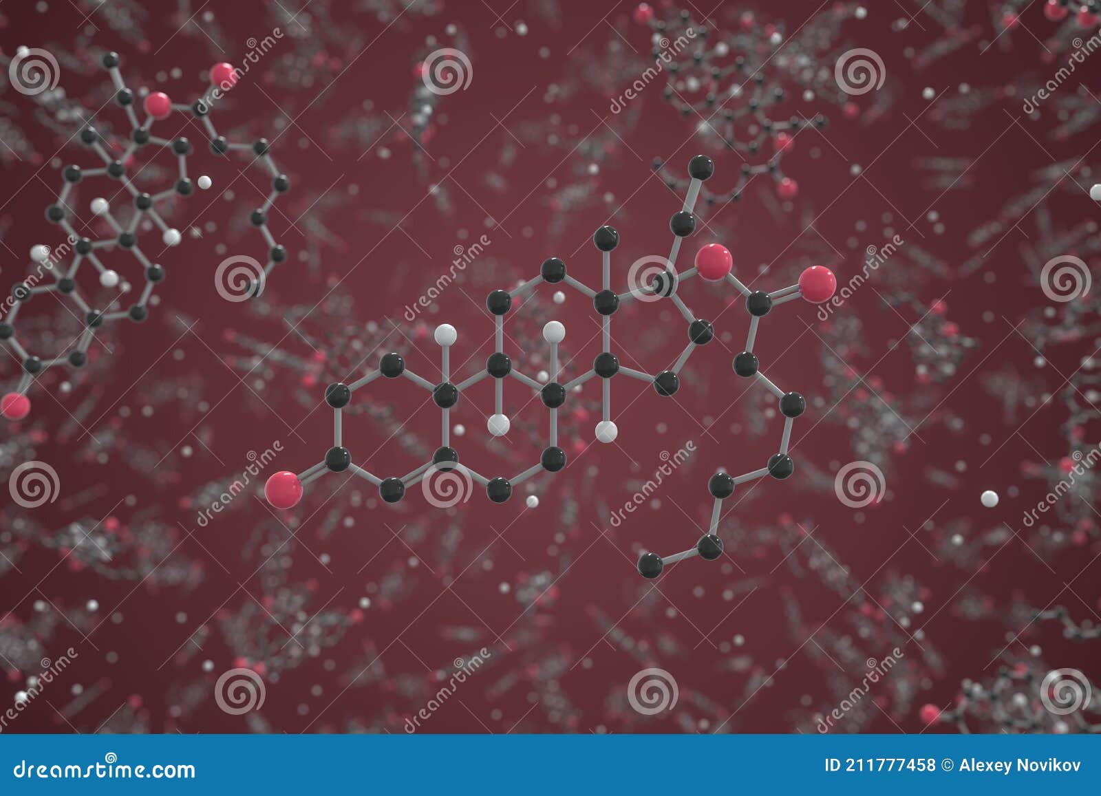 Norethisterone Molecule, Structural Chemical Formula, Ball-and-stick ...