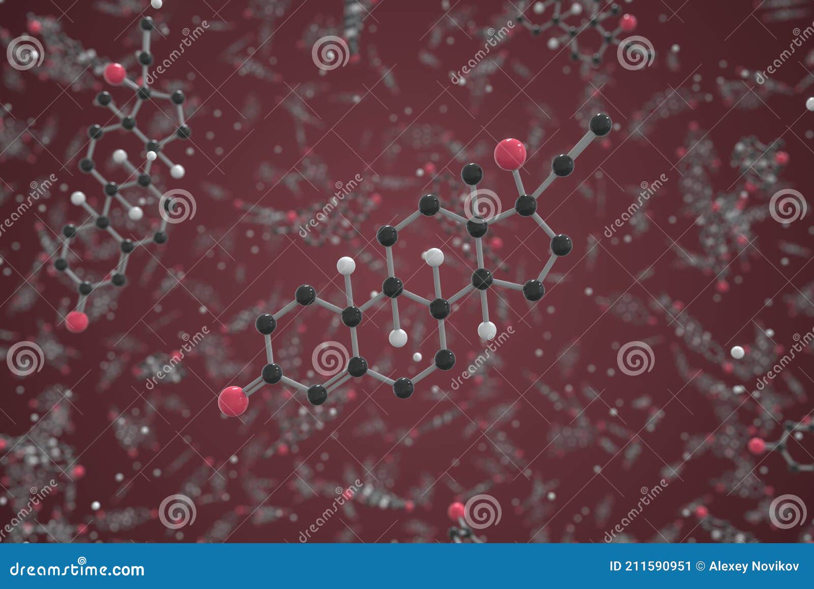 Norethisterone Molecule, Structural Chemical Formula, Ball-and-stick ...