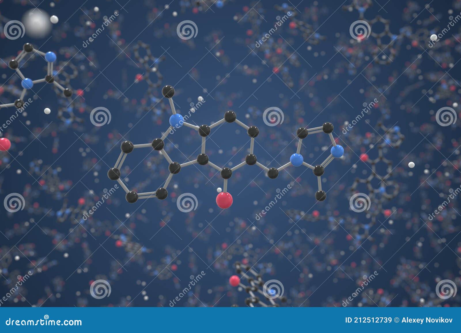 Ondansetron Molecule, Structural Chemical Formula, Ball-and-stick Model ...