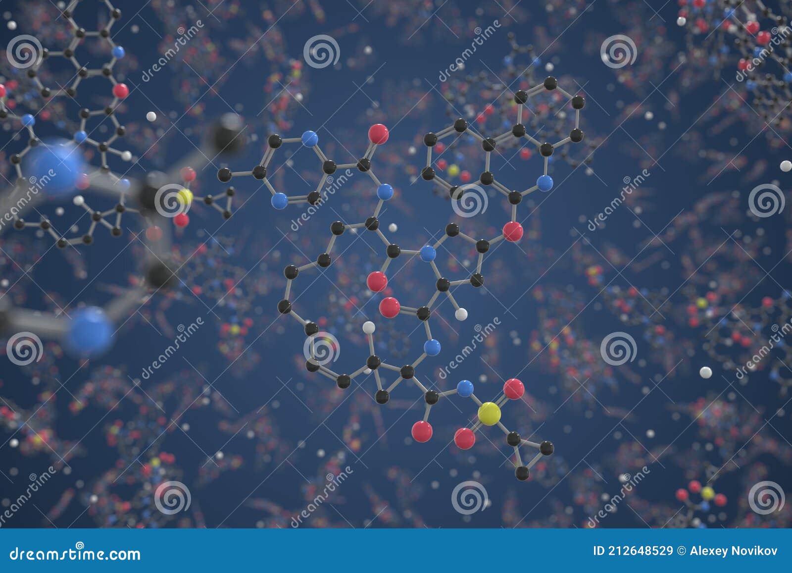 Paritaprevir Molecule. Ball-and-stick Molecular Model. Chemistry ...