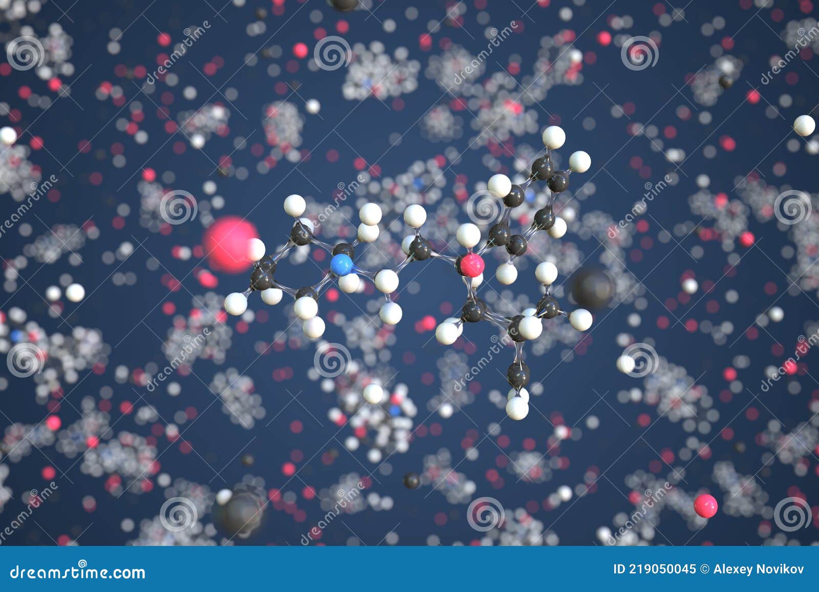 Biperiden Molecule. Conceptual Molecular Model. Chemical 3d Rendering ...